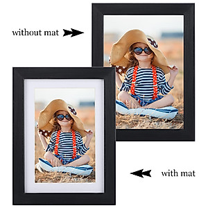 Giftgarden 4x6 Picture Frame Set of 4, 5x7 Frames Matted to 4 by 6 Pictures with Mat or 5 by 7 Photos without Mat, Wall Hanging or Tabletop Display, Black
