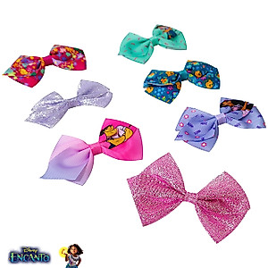 Disney Encanto Bow Bundle 7 Pcs 4 Inch Bundle - Hair Bows for Girls - Different Encanto Image on Each Clip - Alligator Clip - Ages 3+ Hair Accessories Bows for Girls