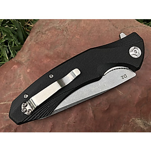 TACTICAL GEARZ Pocket Knife for EDC! G10 Handle! D2 Steel Stonewashed Blade! Includes Sheath! (Zeta)