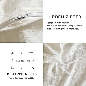 SE SOFTEXLY Muslin Duvet Cover King Size, 100% Washed Cotton Duvet Cover Set, Ultra Soft Comforter Cover Linen Like, 3 Pieces Minimalist Gauze Duvet Cover with 2 Pillowcases, 90"x104", White