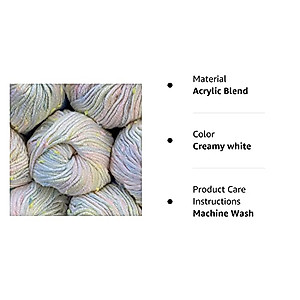 Tweed Twinkles Soft Hypoallergenic Baby Yarn for Knitting Crocheting, 8 skeins, 696 yards/400 Grams, Light Worsted, DK #3 (Creamy White)