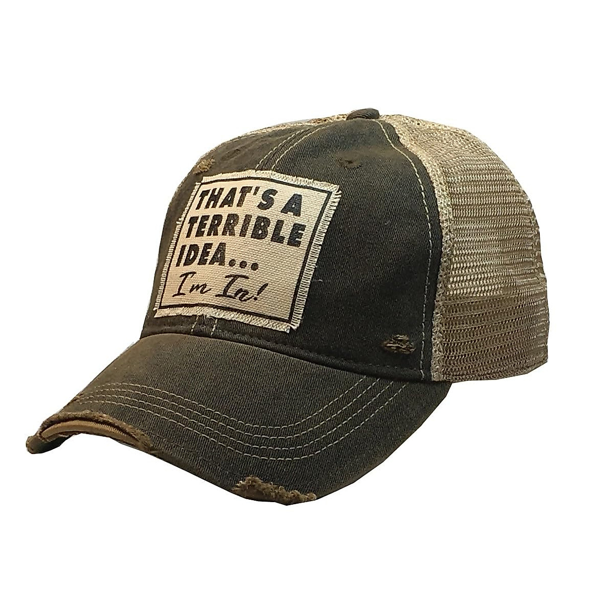 VINTAGE LIFE Women's Trucker Baseball Cap (Terrible Idea, I'm in (Black))