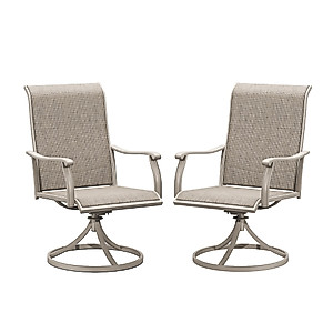 VICLLAX Patio Swivel Dining Chairs Outdoor Chairs with Armrest, Textilene Fabric Outdoor Patio Chair Set of 2, Sandshell Frame