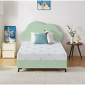 OUUI 6 Inch Twin XL Mattress, Removable Washable Cover with Whales Pattern Cooling Memory Foam Medium Feel, Bed-in-a-Box, CertiPUR-US Certified, White/Blue