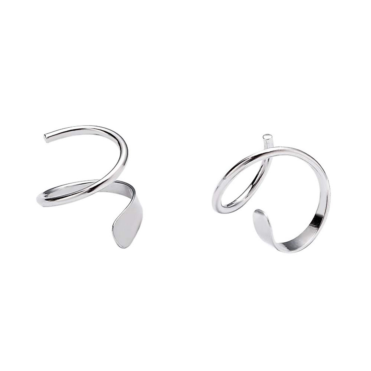 Minimalist Ear Climber Crawler Cuff Earrings for Women Sterling Silver Cartilage Ear Piercing Wrap Earring Studs Hypoallergenic (White Gold)
