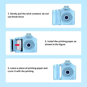 Children's Print Camera, Dual Lens SLR Kids Mini Digital Camera with Gallery Playback, 10x Zoom, 4 Puzzle Games, Music Mode, 2.8 inch IPS Screen (Blue)