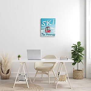 Stupell Industries The Poconos Red Ski Trolly Snowy Mountain Hill, Designed by Ziwei LI Canvas Wall Art, 16 x 20, Blue