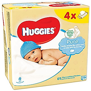 Huggies Pure Wipes 4 Packs of 56 - Set of 2