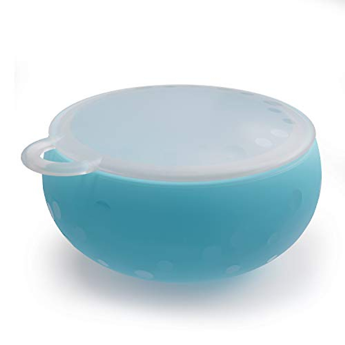 Bakerpan Silicone Toddler Feeding Bowl with Lid for Food and Snacks On The GO (Blue)