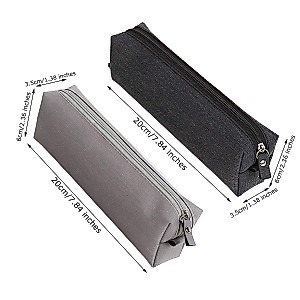 Enyuwlcm Fabric Stationery Stylish Simple Pencil Bag Small Square Waterproof Pencil Case Black and Gray 2 Pack
