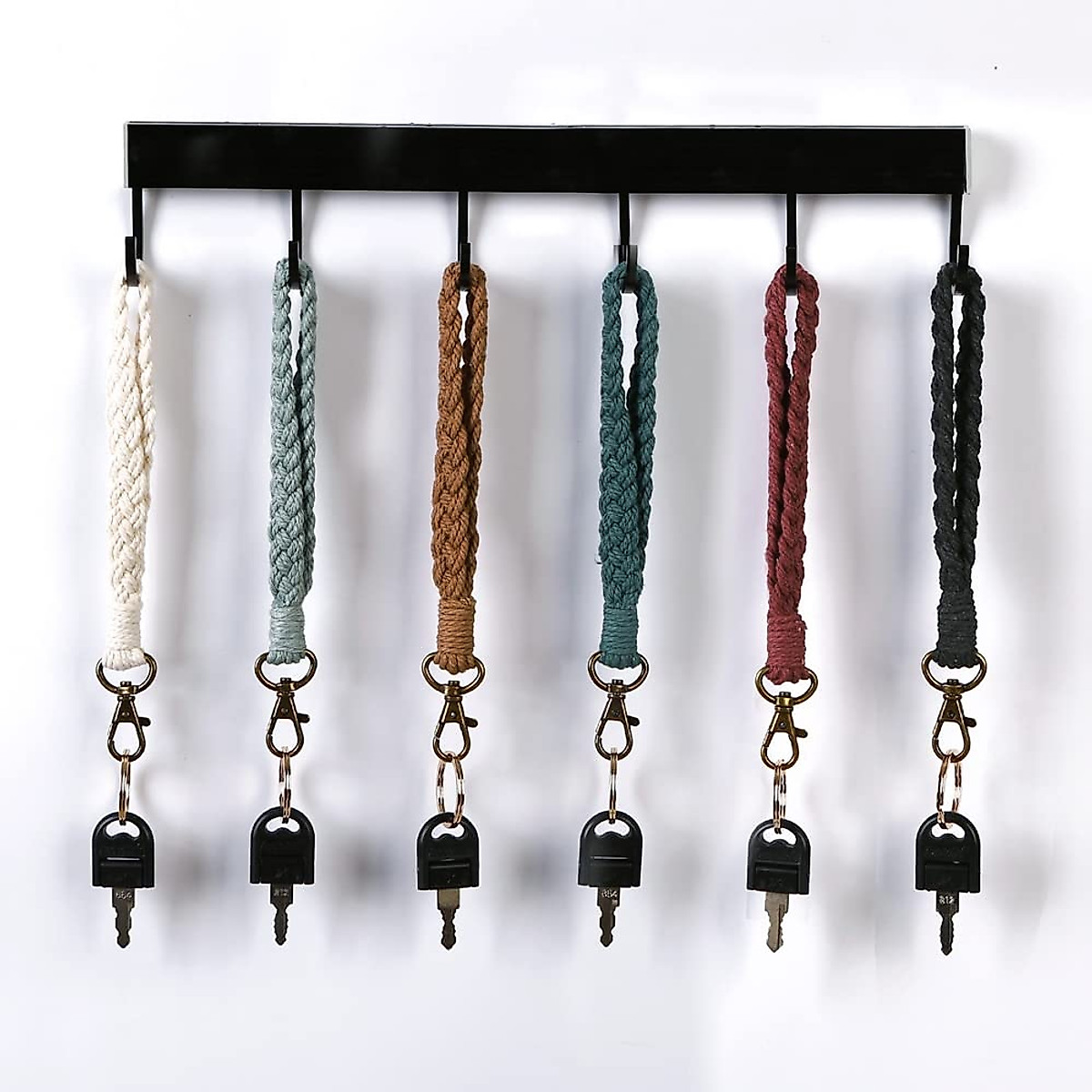 Dannwlot 6pcs Boho Macrame Wristlet Keychain for Women Car Key Holder Lanyard Keyring Strap Wallet Pendant Teacher Mother's Day Gift