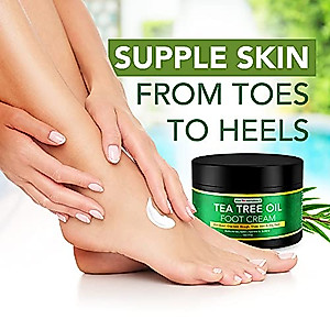 Tea Tree Oil Foot Cream - Instantly Hydrates and Moisturizes Cracked or Callused Feet - Rapid Relief Heel Cream - Natural Treatment Helps & Soothes Irritated Skin, Athletes Foot, Body Acne