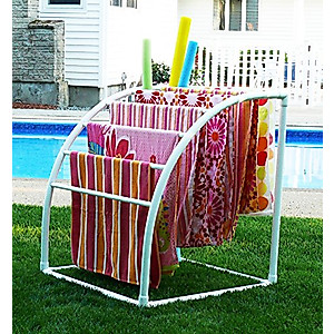 TowelMaid Original Curved 7 Bar Freestanding Outdoor Poolside Towel Rack Made in USA