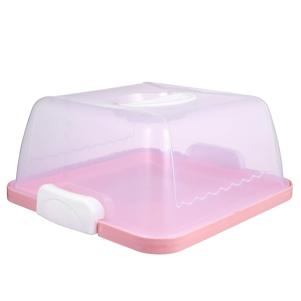 BESTOYARD Locking Cake Carrier Square Storage Container Stand for Cupcakes and Cakes with Collapsible Handles Pink,15536186GQMGRP,25.5x20cm