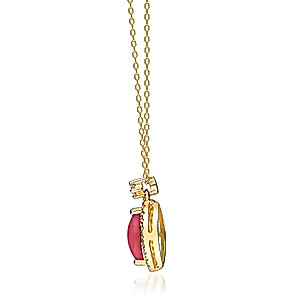 Gin & Grace 10K Yellow Gold Mozambique Genuine Ruby Pendant with Diamonds for women | Ethically, authentically & organically sourced (Marquise-cut) shaped Ruby hand-crafted jewelry for her