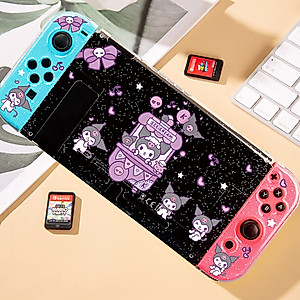 PERFECTSIGHT Glitter Little Devil Rabbit Protective Case for Nintendo Switch 6.2 inch, Cute Bling Clear Soft TPU Slim Cover, Kawaii Dockable Case for NS Console and Joy-Con Controller - Anti-Scratch
