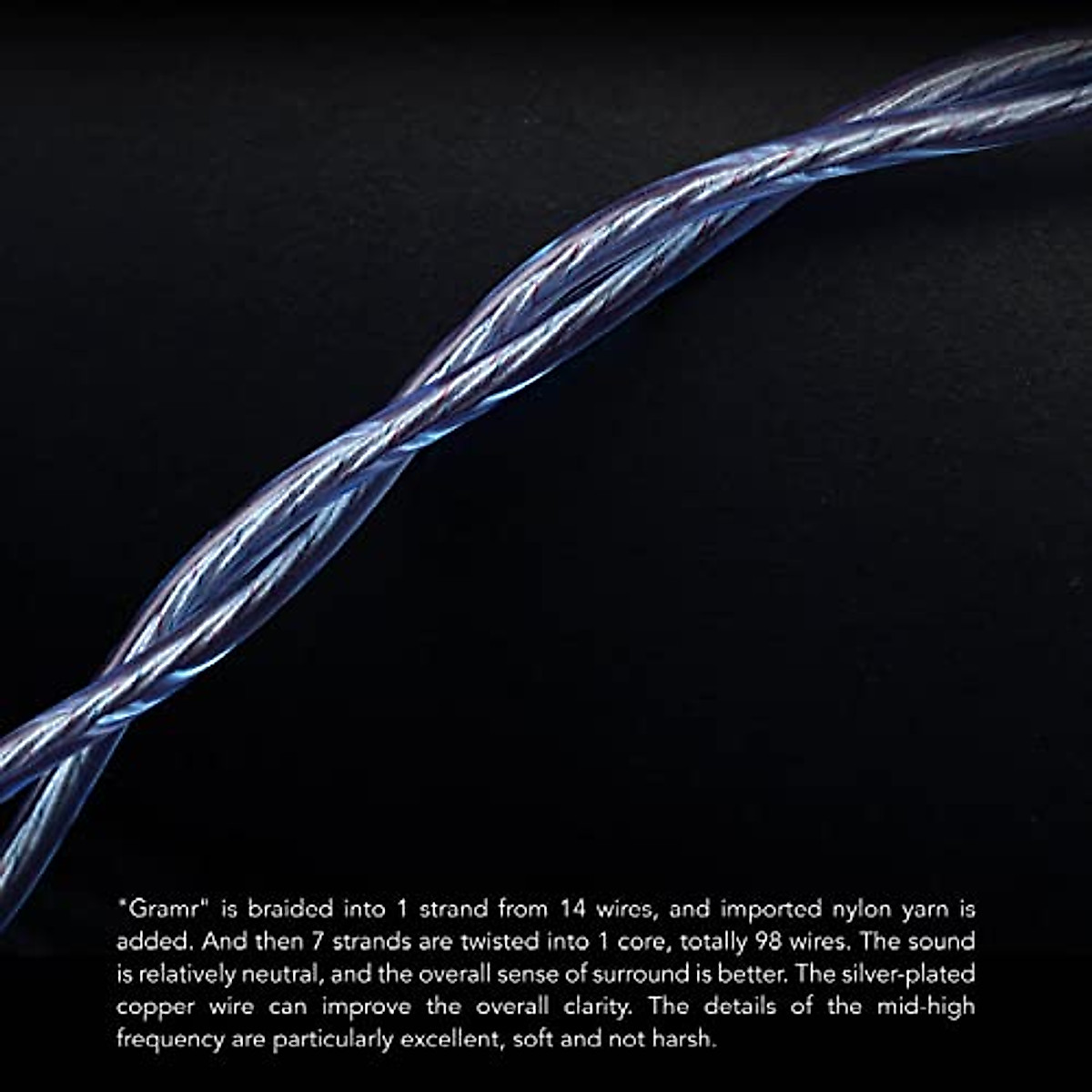 Kinera Gramr Modular High-Purity Silver-Plated OFC IEM Cable, Upgrade Earphone Cable with Detachable Boom Mic (Black 0.78 2PIN)