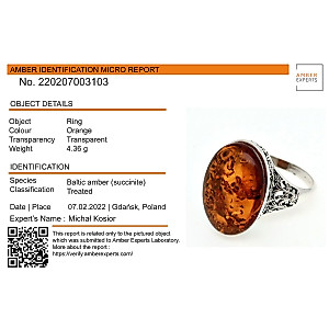 HolidayGiftShops Sterling Silver and Baltic Honey Amber Ring Lois