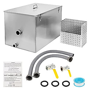 BEAMNOVA Commercial Grease Trap 40lbs Stainless Steel Interceptor, Side Inlet for Restaurant Food Truck Home Kitchen Tools