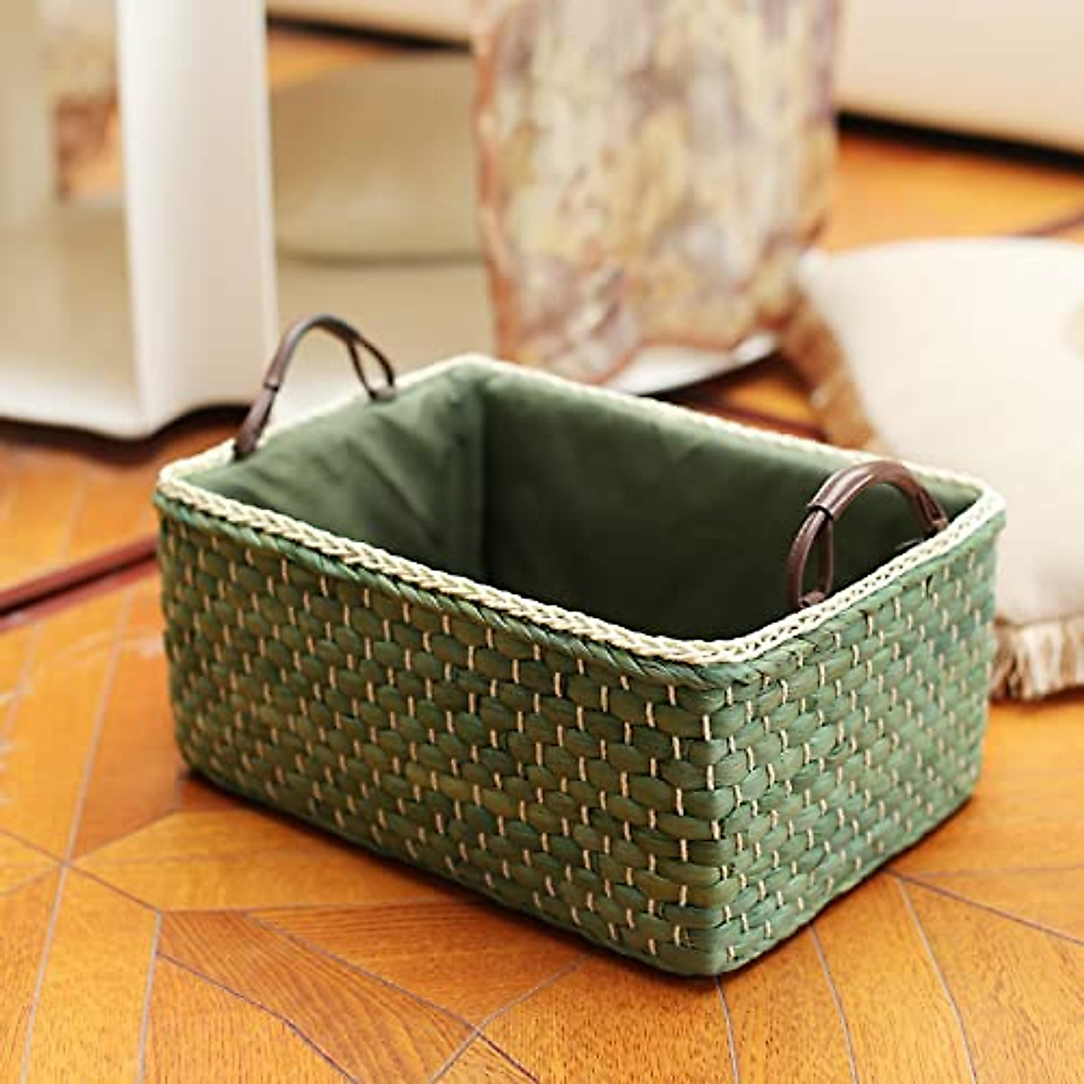 NA Pastoral Snack Storage Basket Woven Storage Basket Toy Sorting Box Desktop Cosmetics Storage Box Clothing Box Magazine Basket Newspaper Basket 35 * 25 * 16cm