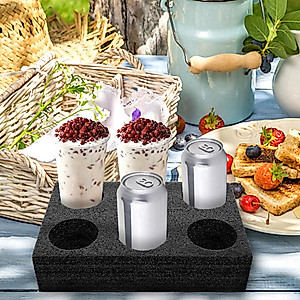 Cabilock Black Tray 3PCS Tray Accessories Coffee Pearl Cotton Food Outdoor Milk Tea Server Drinks Cup Foam Cup Holder Commercial take Out Drink Carrier Wine Glass Cups and Plates Beverages