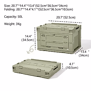 VPTMRP 50L Large Capacity Camping Storage Box with Wooden Lid Foldable 3-Door Utility Box for Home Outdoor, Portable Camping Items Storage Bin