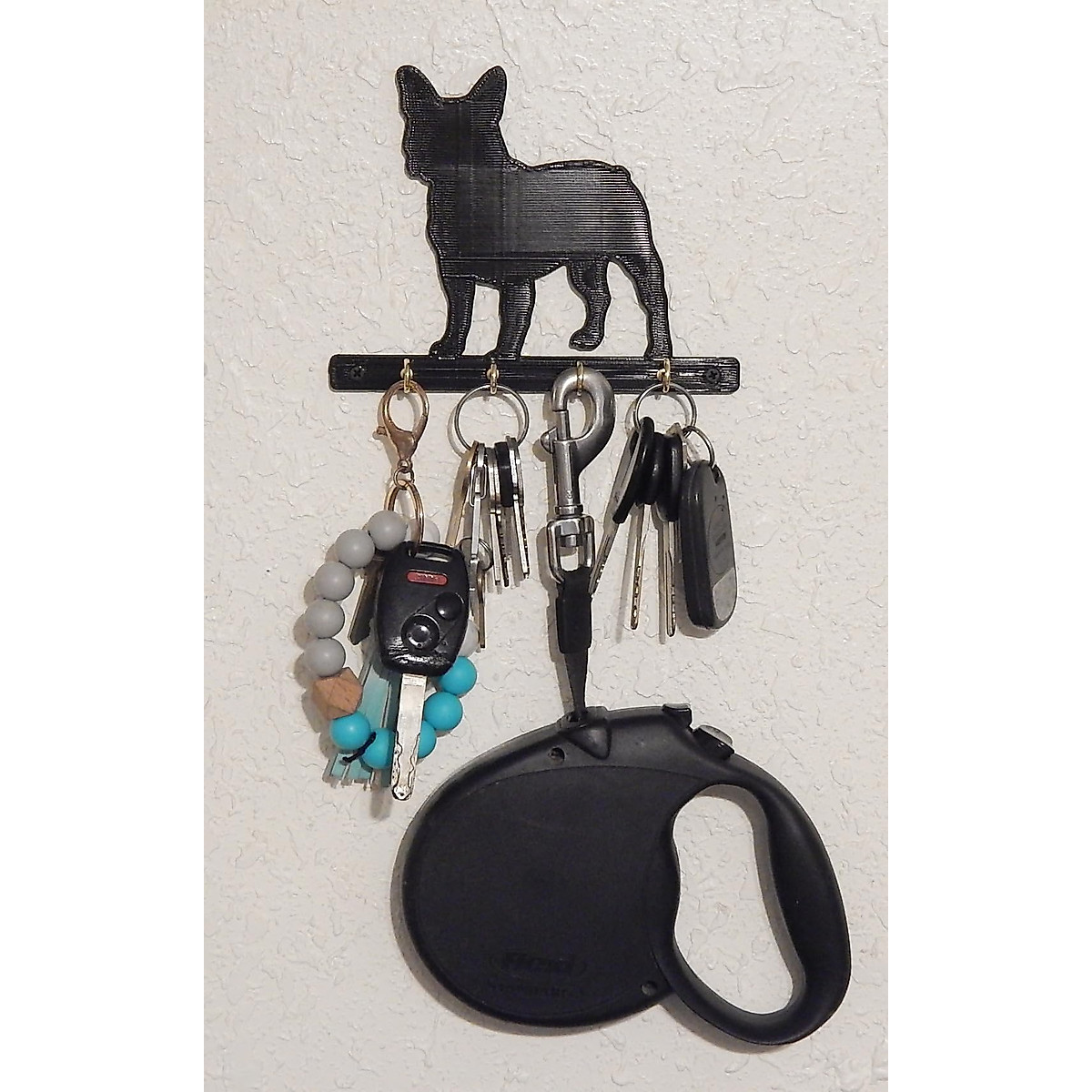 Medallurgy French Bulldog Dog Leash or Key Rack Holder Hanger Hooks Organizer
