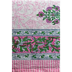 ABHOOH Hand Block Print Tablecloth for Rectangle Table, Block Print Table Cover for Kitchen Dinning Tabletop Decoration Parties Weddings Bithday Christmas (60 X 108 Inches)