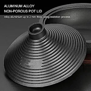 28cm Tagine Pot, Hand Made Moroccan Tajine Pot with Cone-Shaped Closed Lid Ceramic Pot Cooking Cookware for Stew Casserole Slow Cooker, Black (Large)