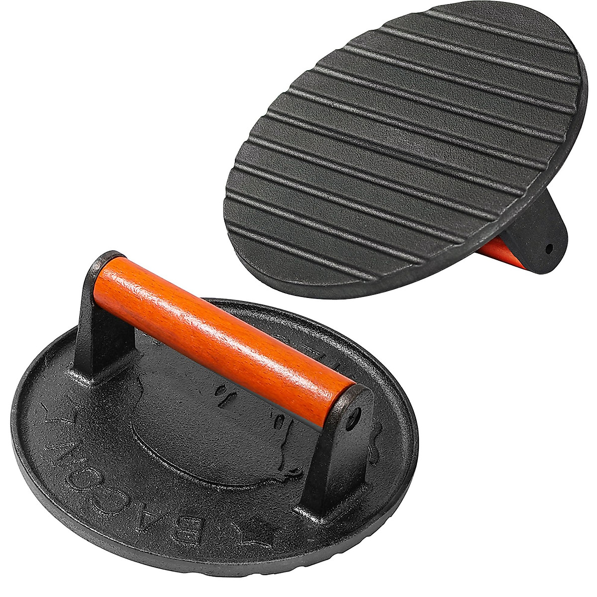 vivicreate 7 inch Burger Smasher,Patty Smasher,Hamburger Smasher Press,Griddle Press, Bacon Press, Grill Press, Burger Press,Meat Press, cast Iron Grill Press, Barbecue Press, with Wooden Handle