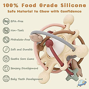 HHMY Teething Toys for Babies 3-6-12-36 Months,Soft Silicone Montessori Toys for Baby Toys 6 to 12 Months Baby Chew Toys Baby Rattle Teether Toddlers Sensory Toys Baby Girls Boys Gift