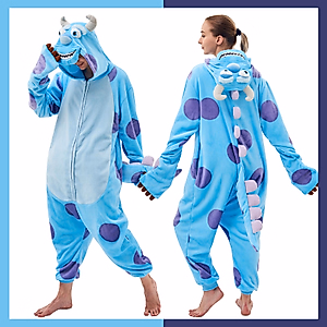 GONAAP Unisex Adult Sullivan Onesie Pajamas Animal One Piece Costume Cosplay Sleepwear (Sullivan, Small)