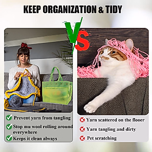 Knitting Bag Large Yarn Storage Organizer,Crochet Bags and Totes,Yarn Bags for Crocheting,Crochet Storage Bags for Crochet Hooks,Knitting Needles,Knit Bags for Crochet Lovers,Mother's Day Gift(Yellow)