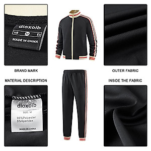 dioxoib Track Suits for Men Set 2 Piece Tracksuits Mens Sweatsuits Sets Jogging Two Piece Outfits Athletic Clothes Jogger Sweat Suits Running Sport leisure Clothing Black Ai-TZ001-L