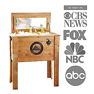 Rustic Outdoor Beverage Cooler for Patio - 45 Qt. - Rustic Brown - Backyard Expressions