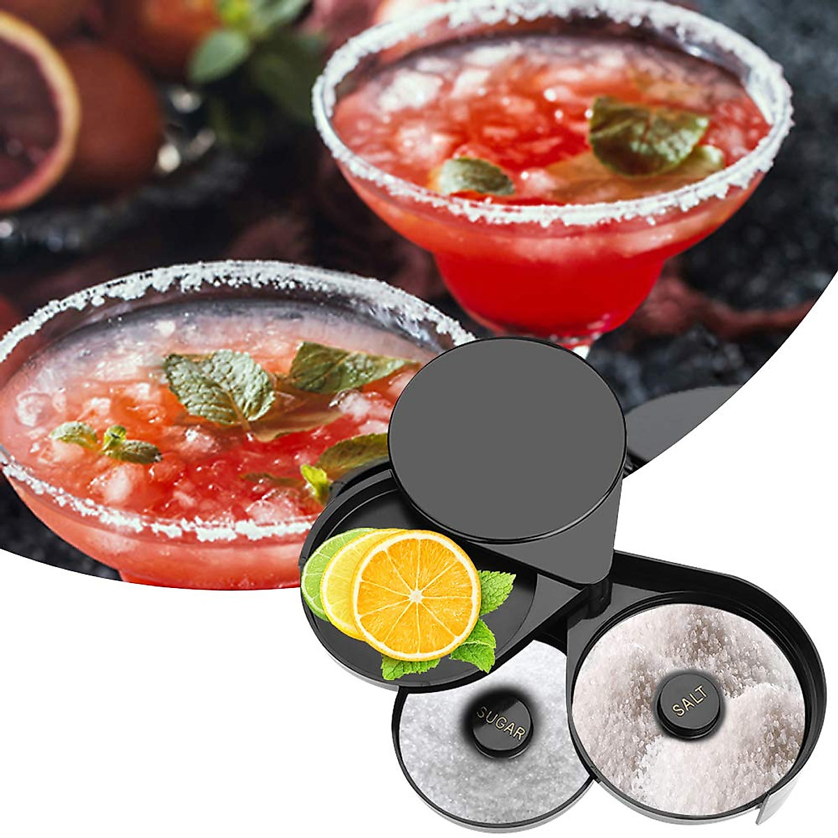 Fdit 3 Tier Bar Glass Rimmer Sugar Salt Rim Lime Glass Cocktail Margarita Bartender Tool for Party Home