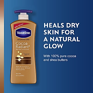 Vaseline Intensive Care Cocoa Radiant Lotion, 20.3 oz Bundled with Moisturizing Healing Jelly Butter, 7.5 and Shimmer Stick, 1.4 oz, Moisturized Skin Light Butter Scent