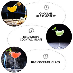 DOITOOL Coupe Glass 2 Pcs Cocktail Glass 150ml Bird Design Clear Juice Cup Individuality Glass Goblet Wine Decanter for Home Bar Restaurant Cocktail Glasses