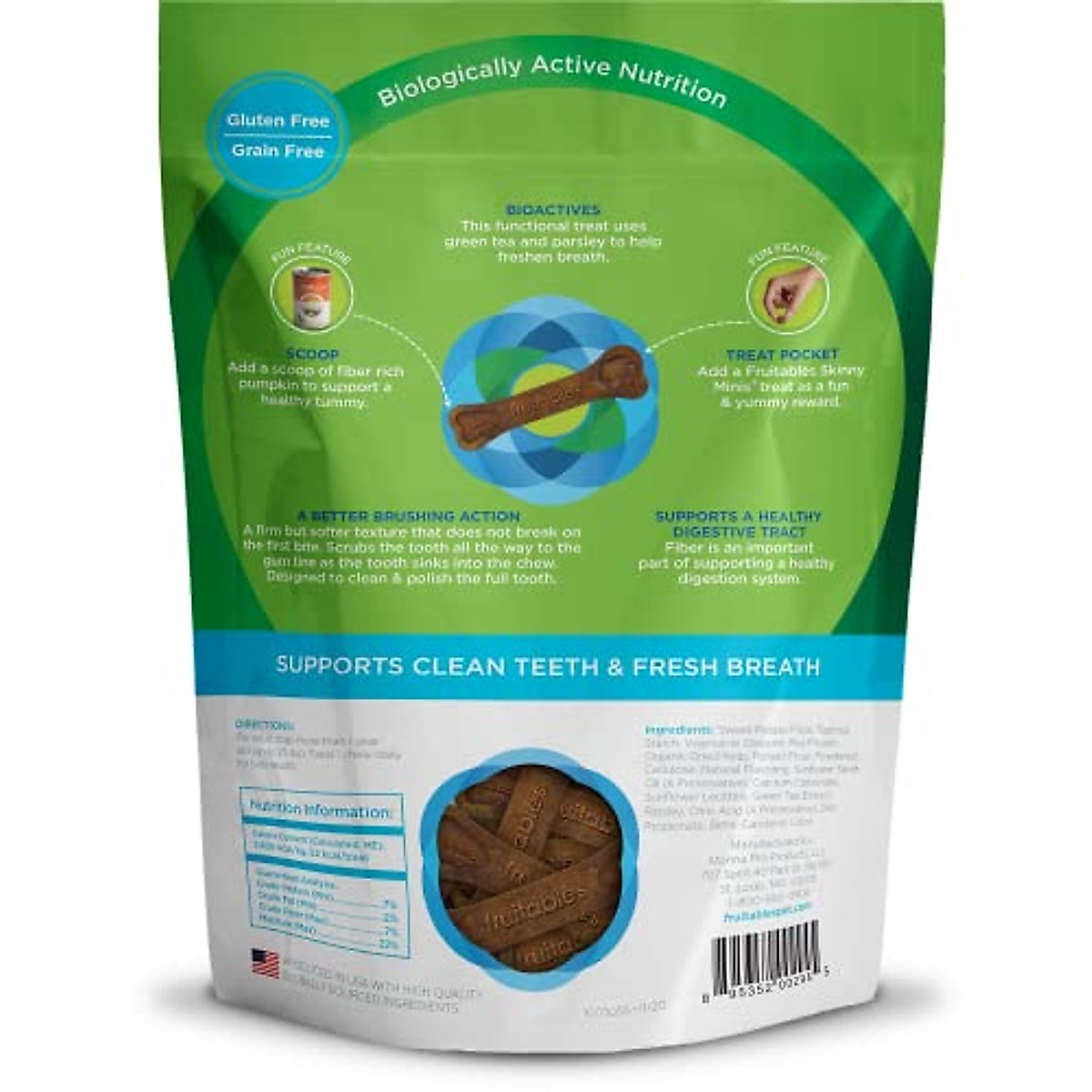 Fruitables Bioactive Fresh Mouth Dental Chews – Mini Size Dog Treats – Dental Treats for Dogs – Dog Dental Chews – 7.3 Ounces