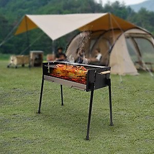 Folding Barbecue Grill Stainless Steel Portable Charcoal BBQ Grill Lightweight Tabletop Grills Outdoor Camping Barbecue Grill Tools for Patio Backyard, Hiking Picnics, Outdoor Event