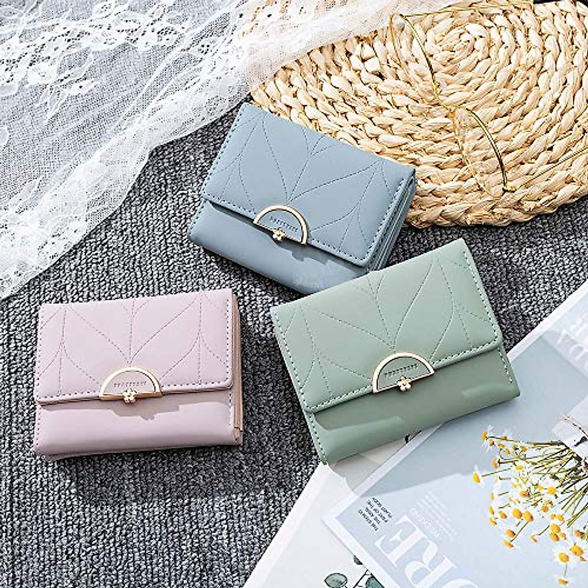 Anlla Small Wallets for Women,Cute Womens Wallets Slim Mini Wallet kawaii coin pocket (New pink)