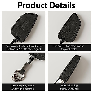 KINIVA Leather New Car Key Fob Cover Compatible with 2023 BMW i7 X5 X7 xi7 Series, Key Fob Keychain for BMW Remote Key Fob (X7 Black)