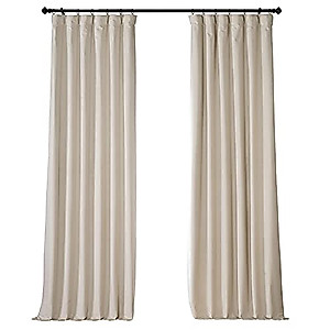 HPD HALF PRICE DRAPES Blackout Solid Thermal Insulated Window Curtain 50 X 96 Signature Plush Velvet Curtains for Bedroom & Living Room (1 Panel), VPYC-SBO198593-96, Diva Cream