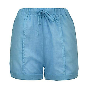 Hot Sale Drawstring Shorts, Thenlian Fashion Women Summer Solid Lace Up Cotton And Linen Pockets Casual Short Pants(S, Blue)