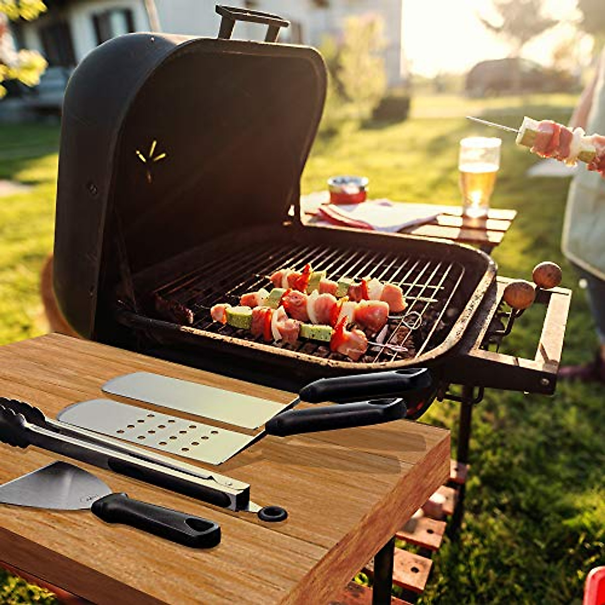Weselyn Flat Top Grill Accessories Kit - 11-Pc Griddle Set with Melting Dome, Burger Spatulas, Scraper, Egg Rings and Squirt Bottles - Stainless Steel BBQ Tool Kit Ideal Blackstone Accessories