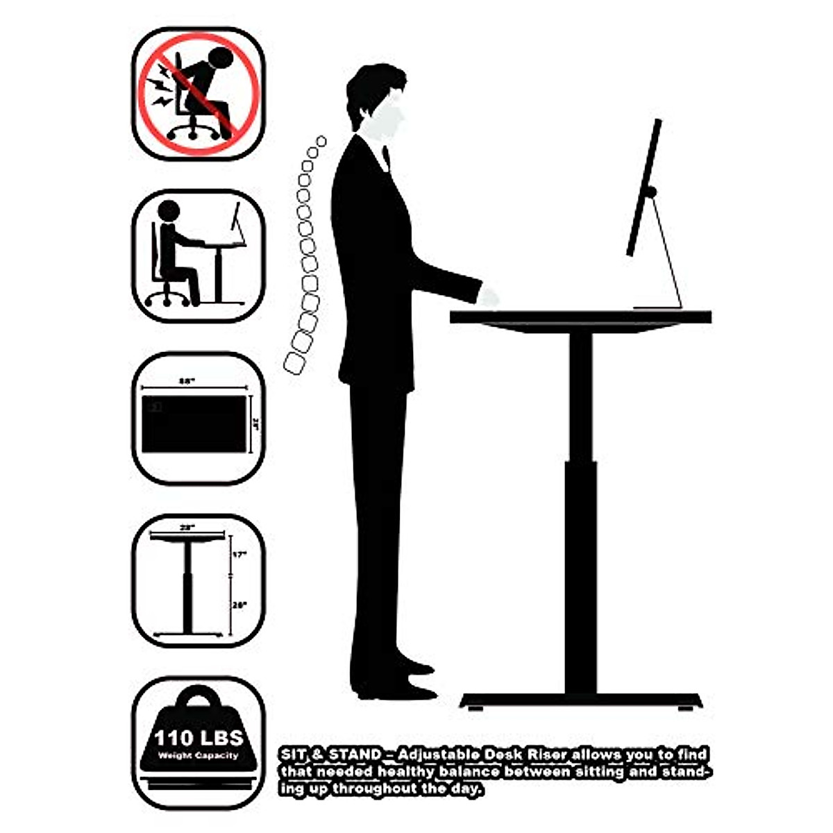 SHW 55-Inch Large Electric Height Adjustable Standing Desk, 55 x 28 Inches, Maple