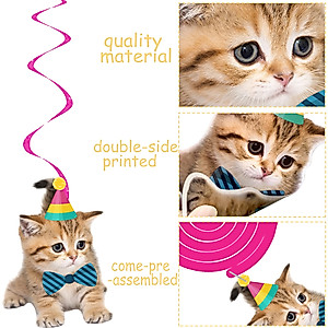 20Pcs Cat Hanging Swirls Decorations Cat Kitten Birthday Party Decorations Baby Cat Swirl Decorations for Cat Lover Kids Pet Cat Theme Birthday Party Pet Adoption Party Supplies