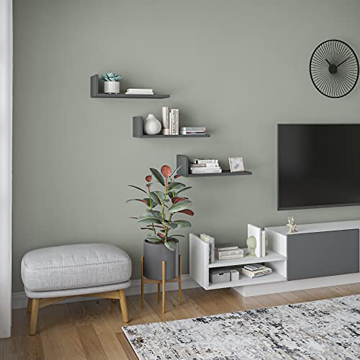 Ada Home Decor Washburn Modern Anthracite Wall Shelf 6.3'' H x 19.69'' W x 7.87'' D / Wall Storage / Shelving Unit