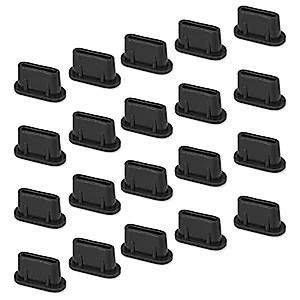 CaseBuy 20x USB C Anti Dust Plugs for iPhone 15 Pro Max, Samsung Galaxy S23, S22, S21, S20,A53, Note 20, Pixel, MacBook, Laptop, Cell Phone Dust Cover for Any USB Type C Charging Port- Black