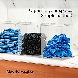 SimplyImagine Wall-Mounted Glove Dispenser for Emesis Bags, Hairnet, Face Mask, Laundry Pods, Safety Glasses, Earplugs- Acrylic Medical Shoe Covers, Safety Goggles, Toys, Hair Accessories, Beard Nets